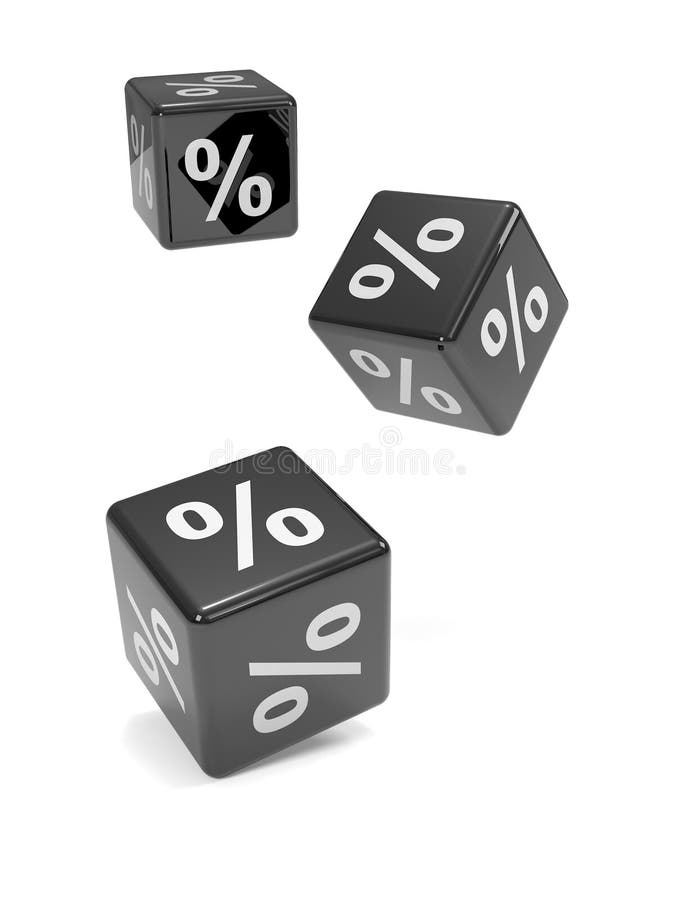 3d Three Black Percent Dice Stock Illustration - Illustration of symbol ...