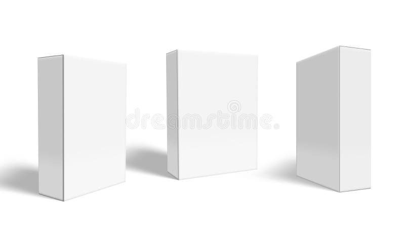 3D Three Blank White Package Box Set Stock Illustration - Illustration ...