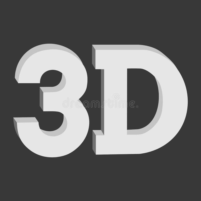 3D Three-dimensional Button Sign in Solid Grayscale Stock Vector ...