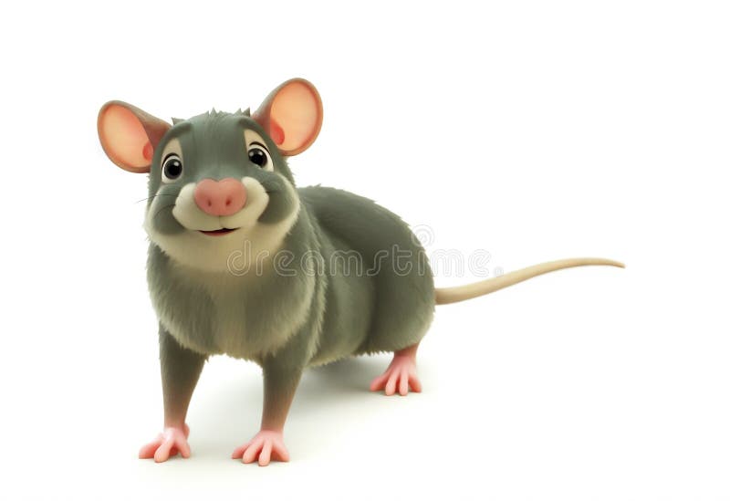 A 3d Three-dimensional Illustration of a Cute Mouse on White Background ...