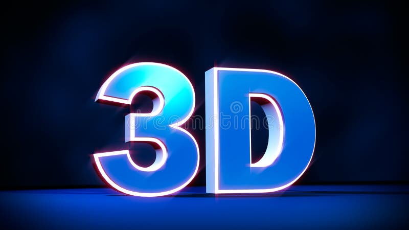 3D Three-dimensional Word with Glowing Letters. Stock Illustration ...