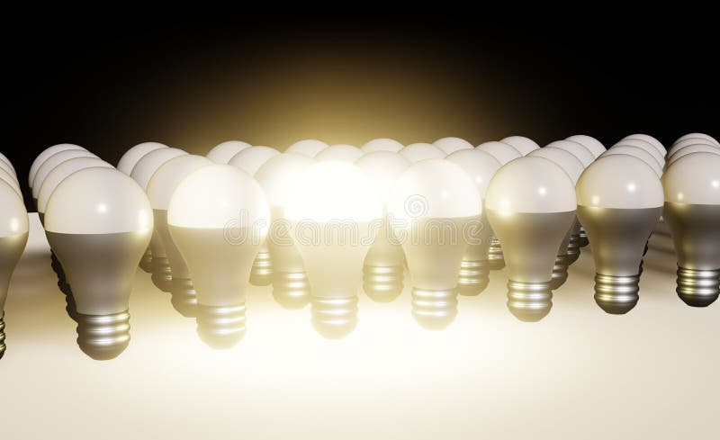 3D three led bulbs stock illustration. Illustration of evalution ...