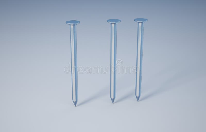 3D three nails studio stock illustration. Illustration of wedge - 76304813