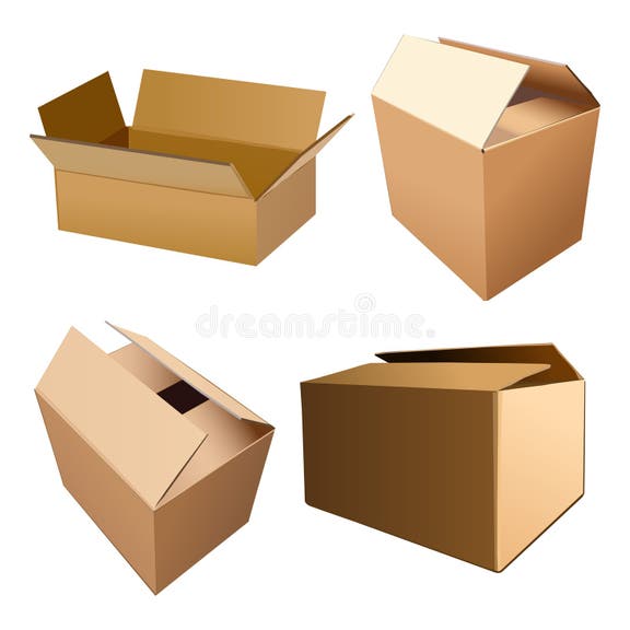 3D Three Square Paper Boxes with Caution Icons D Stock Vector ...