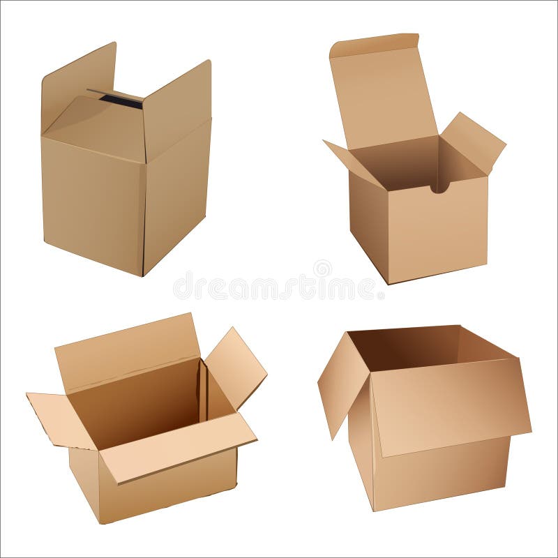 3D Three Square Paper Boxes with Caution Icons a Stock Vector ...