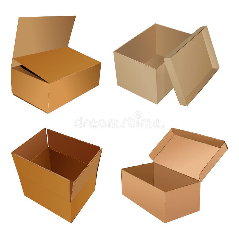 3D Three Square Paper Boxes with Caution Icons B Stock Vector ...