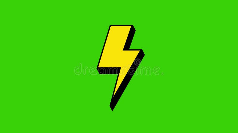 3D Thunder Bolt Animation with Vibrating Electric Shock Effect on Green ...