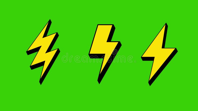 3D Thunder Bolt Animation with Vibrating Electric Shock Effect on Green ...