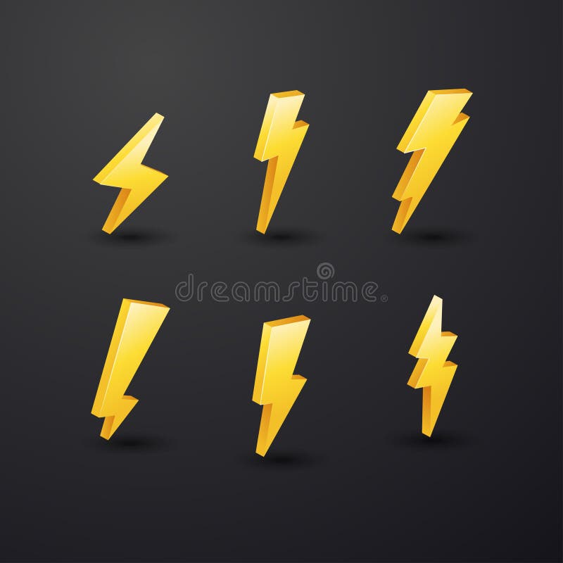 3d Thunder Vector Isolated Collection Set Stock Vector - Illustration ...