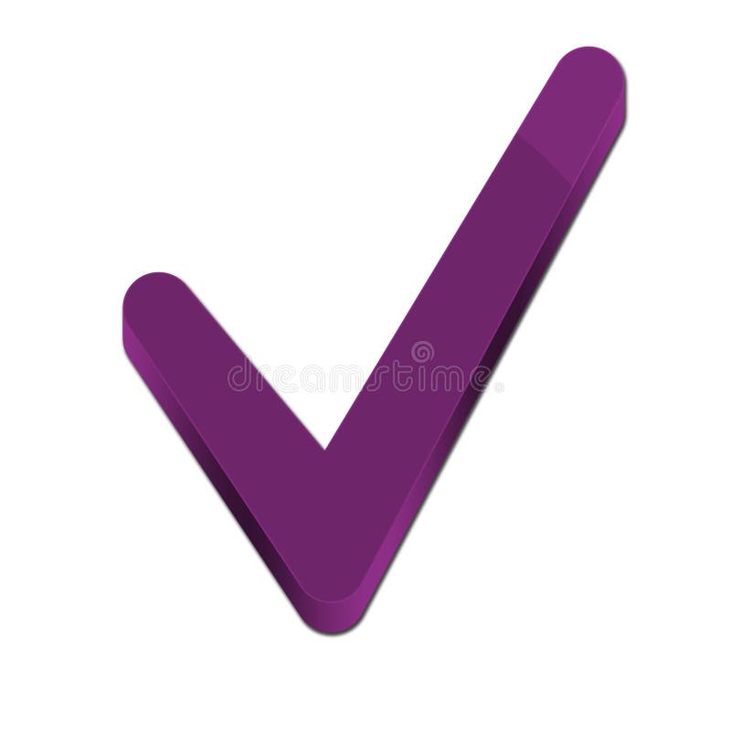 3D Tick Like Symbol Purple stock abbildung. Illustration von like ...