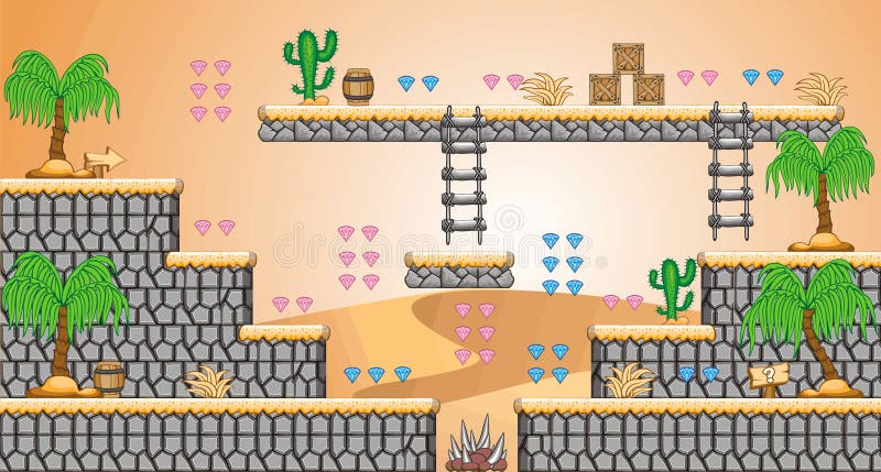 2D Tileset Platform Game 43 Stock Vector - Illustration of love, bonus ...