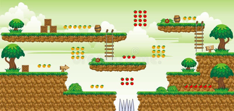 2D Tileset Platform Game 40 Stock Vector - Illustration of money ...