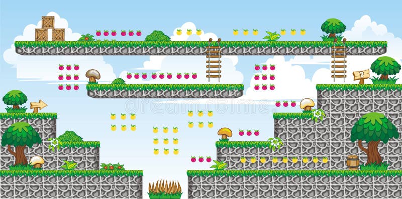 2D Tileset Platform Game 45 Stock Vector - Illustration of shiny ...