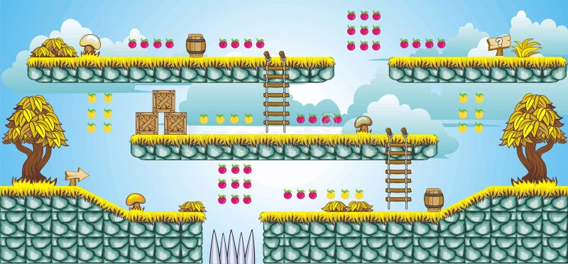 2D Tileset Platform Game 46 Stock Vector - Illustration of design, icon ...