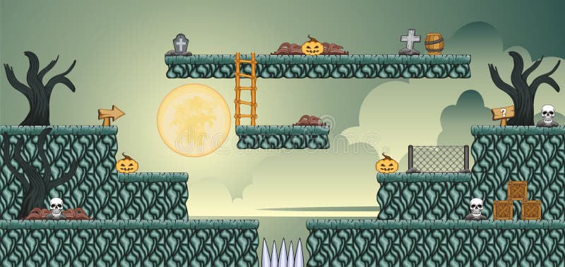 2D Tileset Platform Game stock vector. Illustration of game - 37960353