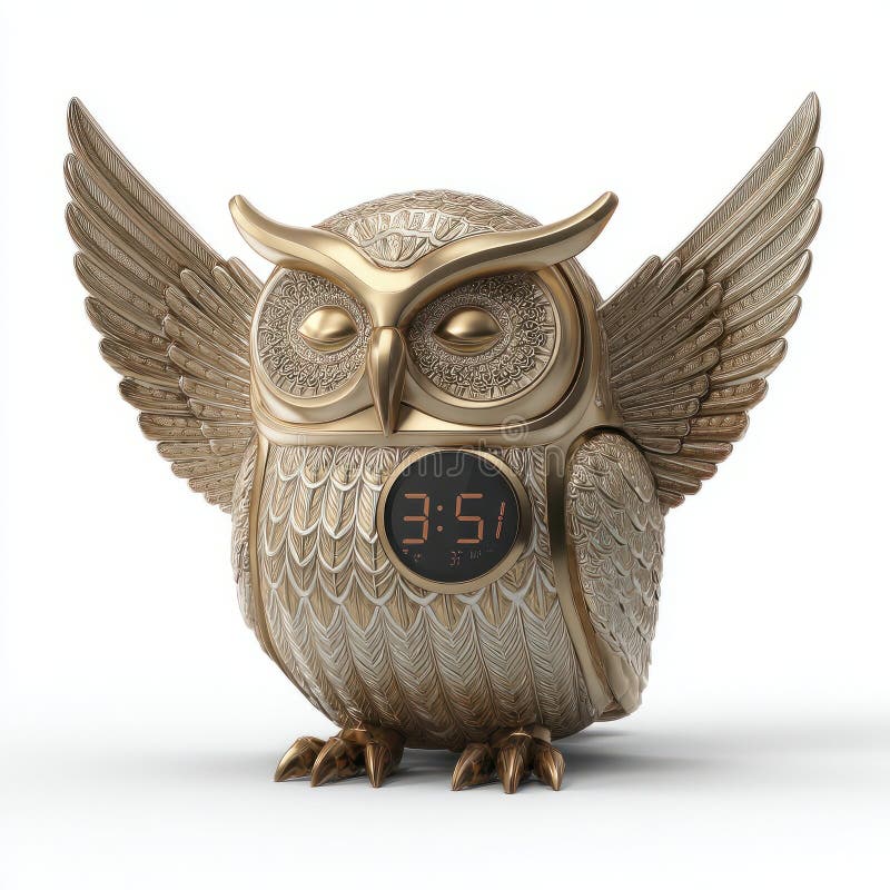 A 3D Time-telling Owl Clock with Animated Wings and Blinking Stock ...