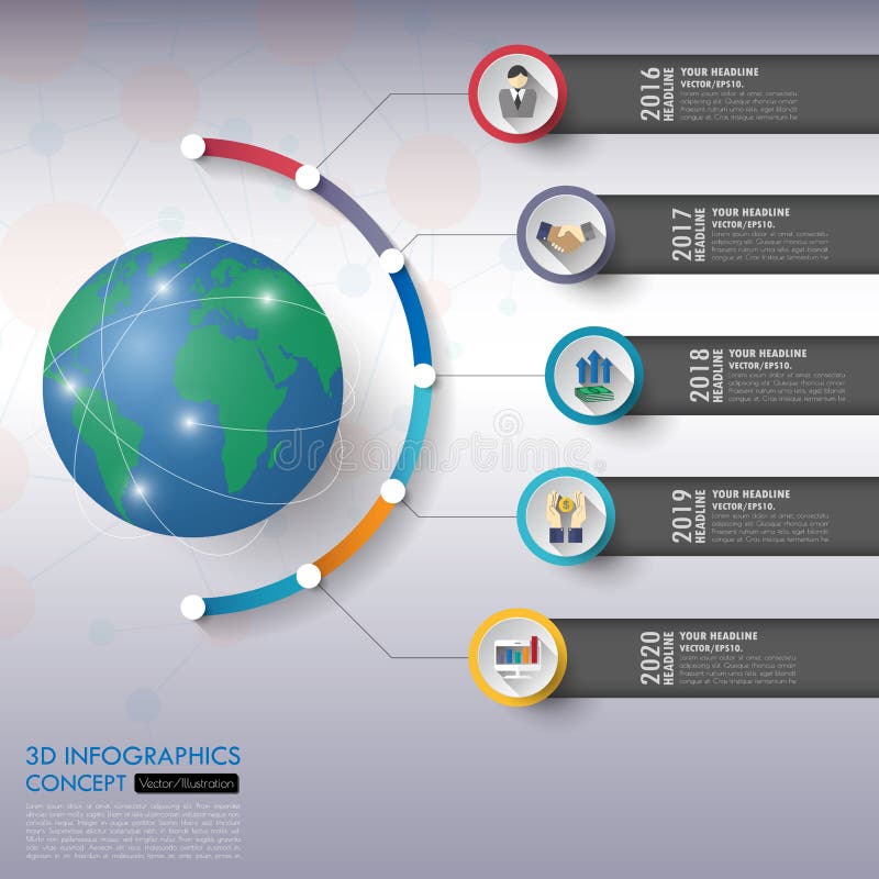 3d Timeline Infographics with Icons Set. Vector. Illustration. Stock ...