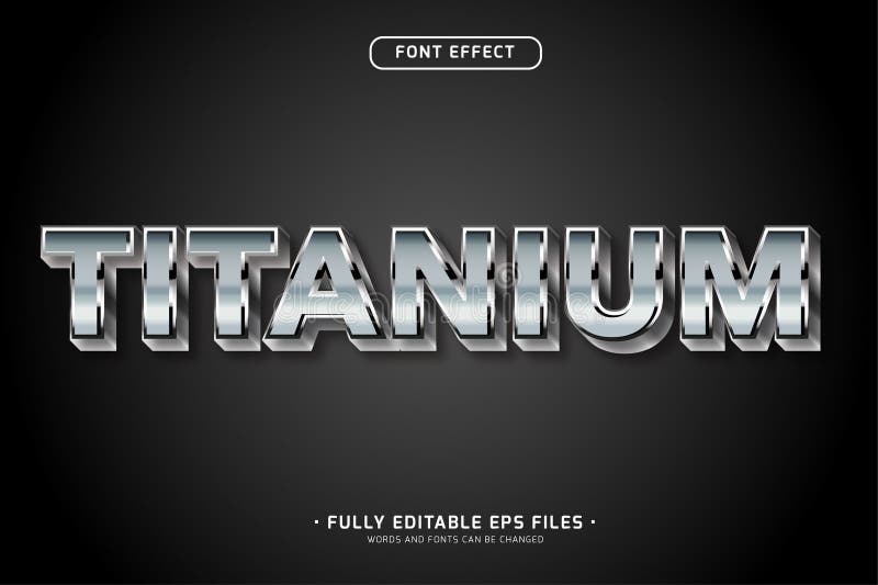 3d Titanium Editable Font Text Effect Stock Illustration - Illustration ...
