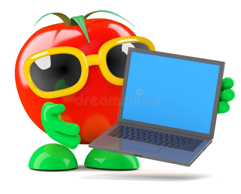 3d Tomato laptop stock illustration. Illustration of meal - 39948366