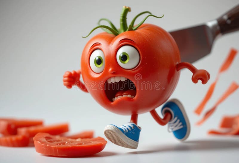 3D Tomato Running for Its Life Stock Illustration - Illustration of ...