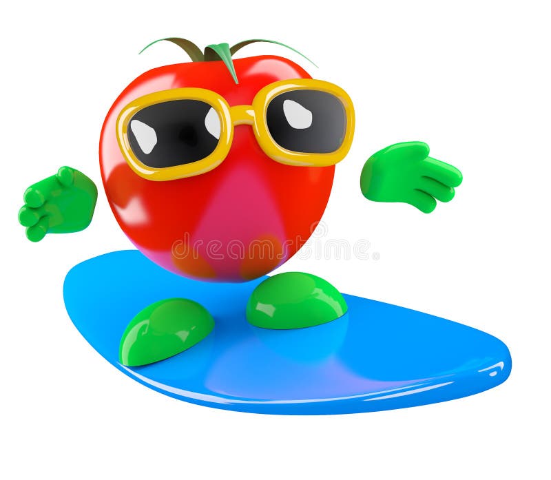 3d Tomato surfer stock illustration. Illustration of meal - 39948451