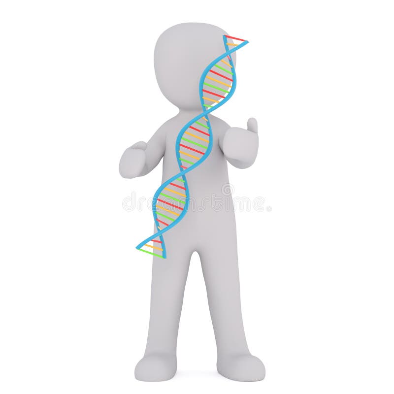 3d Toon Figure with Strand of DNA Stock Illustration - Illustration of ...