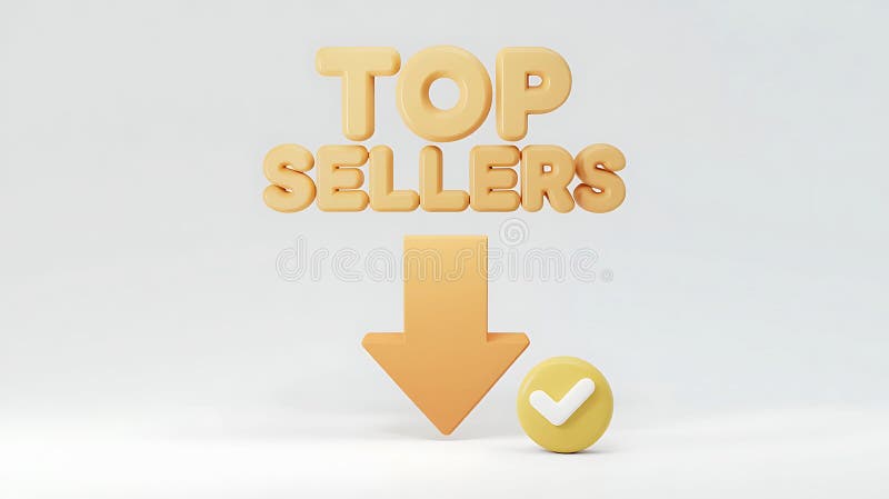 3d Top Sellers. Top Sellers Icon on a White Background. 3D Illustration ...