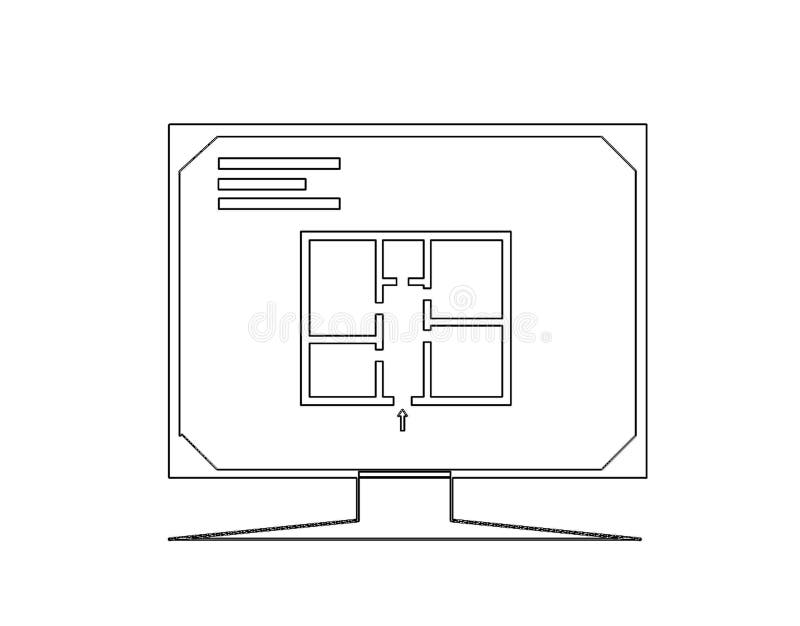3d Top View Plan Sketch Plan Floor Plan Top Creative Stock Illustration ...