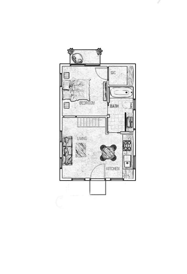 3d Top View Plan Sketch Plan Floor Plan Top Creative Stock Illustration ...