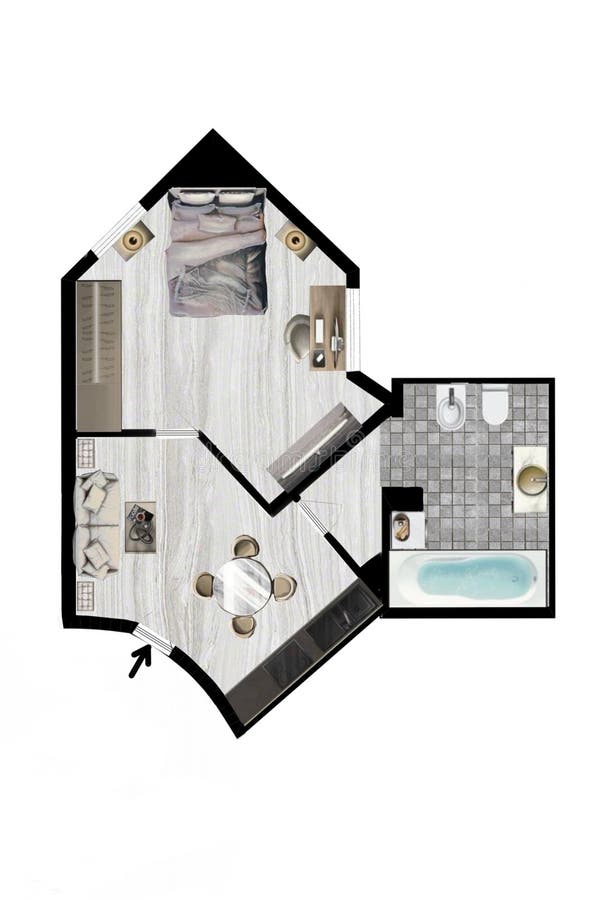 3d Top View Plan Sketch Plan Floor Plan Top Creative Stock Illustration ...