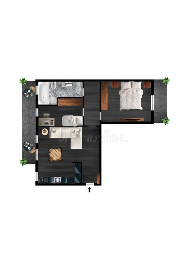 3d Top View Plan Sketch Plan Floor Plan Top Creative Stock Illustration ...