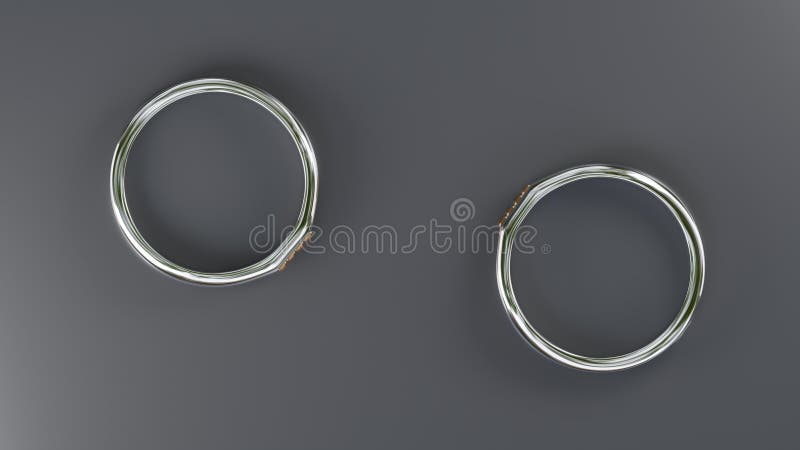 3D Top View Showing Two White Gold Rings on Gray Background. Stock ...