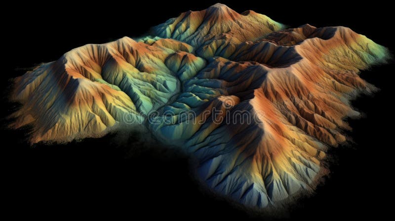 3D Topographic Height Map. Generative Ai Stock Illustration ...