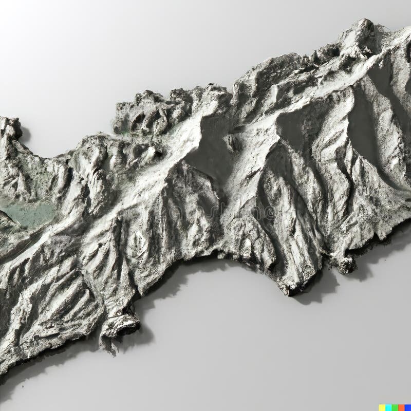 3D Topographic Map of Imaginary Section Himalayas Stock Illustration ...