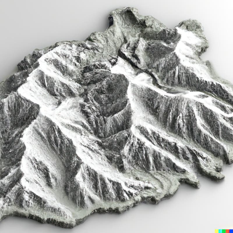 3D Topographic Map of Imaginary Section Himalayas Stock Illustration ...