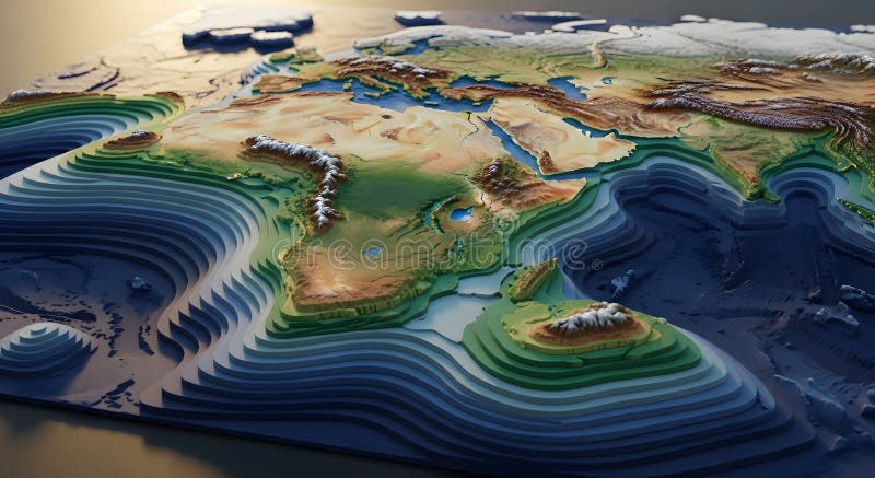 3D Topographic Map Showcasing Earth S Continents and Oceans with ...