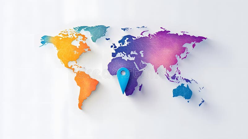 3D Topographic Map with Vibrant Elevations and Green Location Pin ...