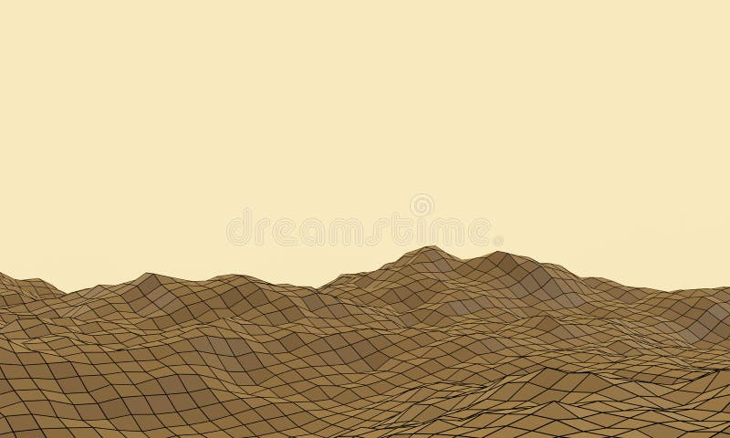 3D Topographic Mountain Grid. Polygon Terrain Stock Illustration ...
