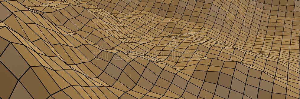 3D Topographic Mountain Grid. Polygon Terrain Stock Illustration ...