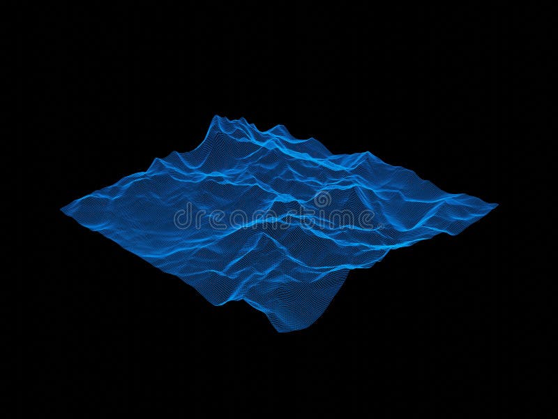 3D Topographic Mountain Grid Wireframe. Mesh Terrain Stock Illustration ...