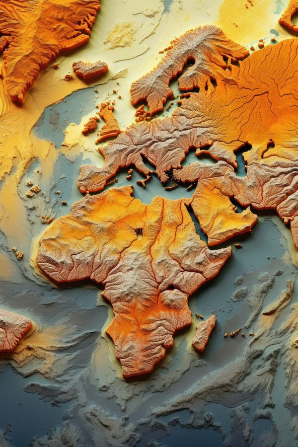 3d Topographic World Map with Elevation Details Stock Illustration ...