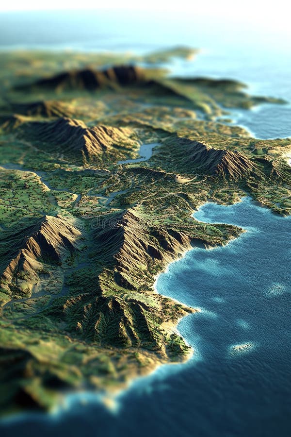 3D Topographical Map of a Coastal Region Created Using LiDAR Satellite ...