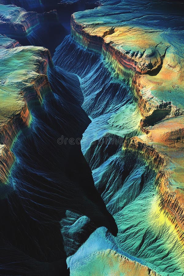 3D Topographical Map of a Valley Rendered from LiDAR GIS Scans with ...