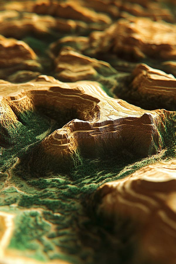 3D Topographical Map of a Valley Rendered from LiDAR GIS Scans with ...