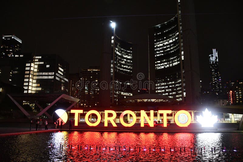 The 3D TORONTO Sign at Nathan Phillips Square in Canada Stock Image ...