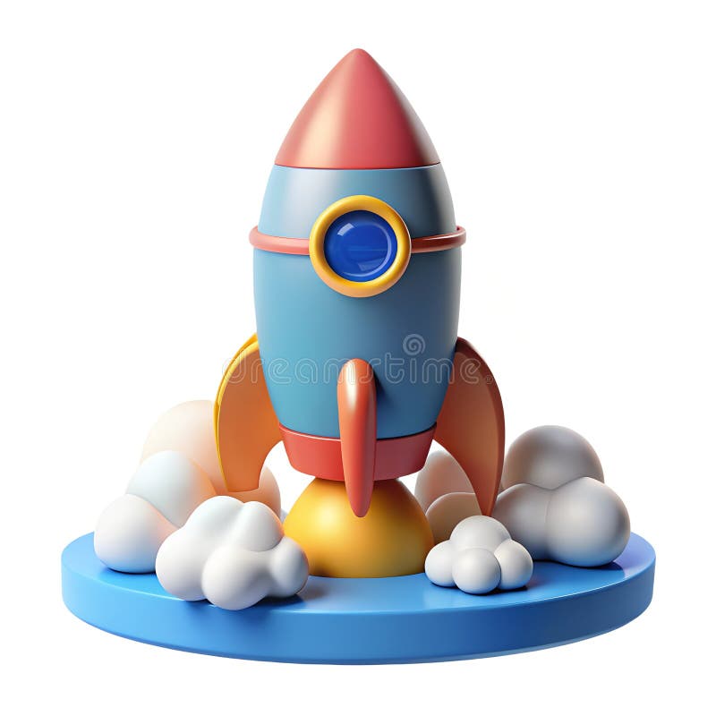 3D Toy Rocket Ready for Takeoff Stock Illustration - Illustration of ...