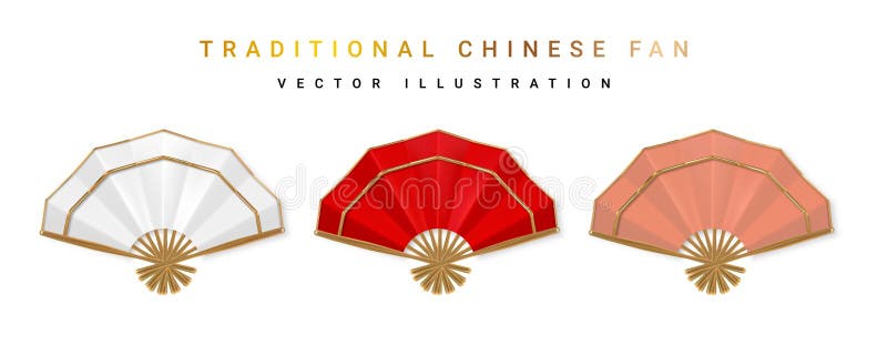 3d Traditional Chinese Fan. Asian Traditional Element Stock Vector ...