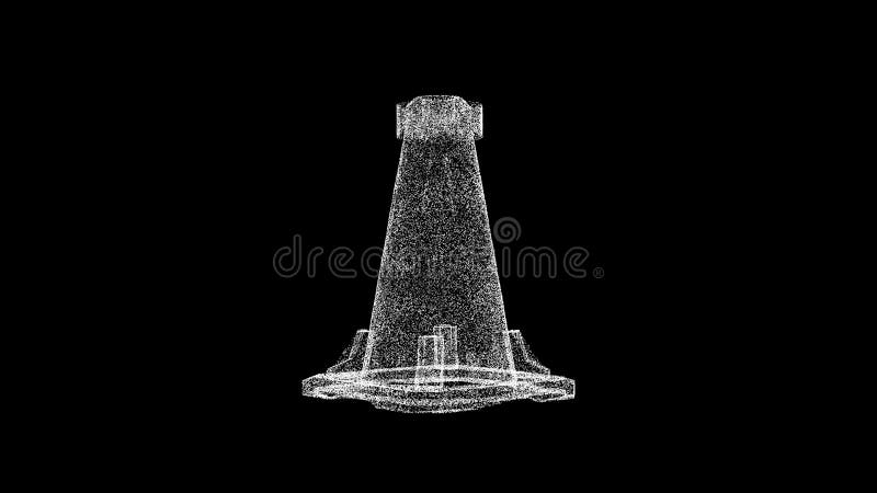 3D Traffic Cone on Black Bg. Object Dissolved White Flickering ...