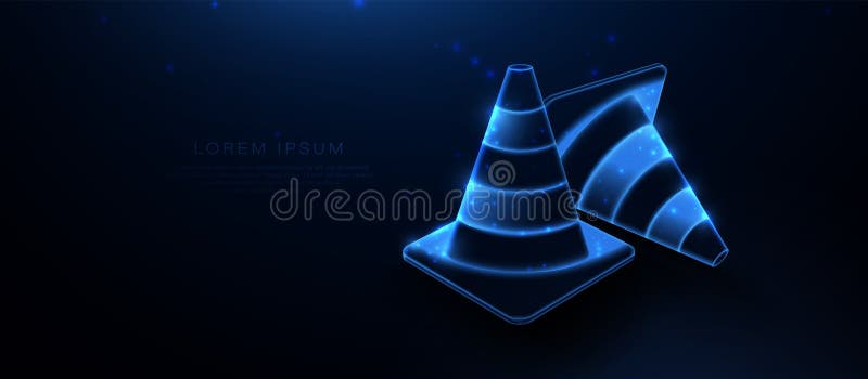 3D Traffic Cone Icon. Low Polygonal, Wireframe, Linear and Mesh ...