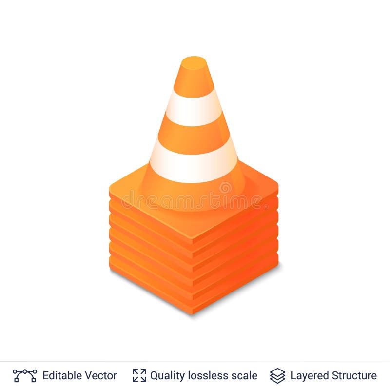 3d Traffic Cones Icon Isolated on White. Stock Vector - Illustration of ...